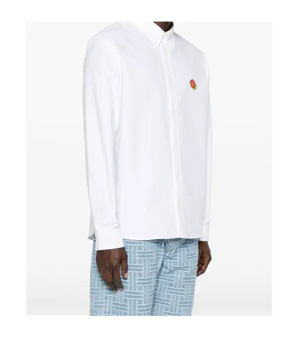 Kenzo Boke Flower Curved Hem Shirt - White