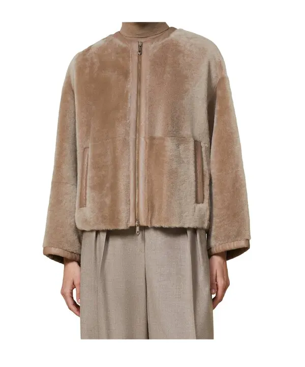 Max Mara Luana Shearling Zip-up Coat