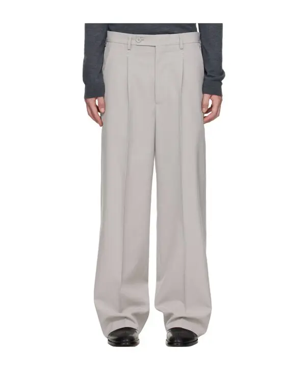MAISON MARGIELA Pleated Tailored Trousers - Light Gray