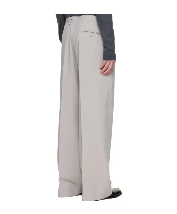 MAISON MARGIELA Pleated Tailored Trousers - Light Gray