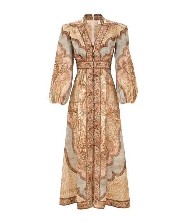 Zimmermann Wanderlust Plunge Midi Dress - Tapestry Multi
