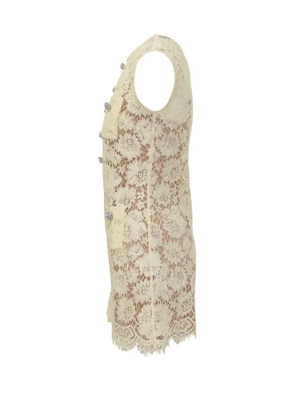 SELF-PORTRAIT Embellished Lace Mini Dress - Yellow