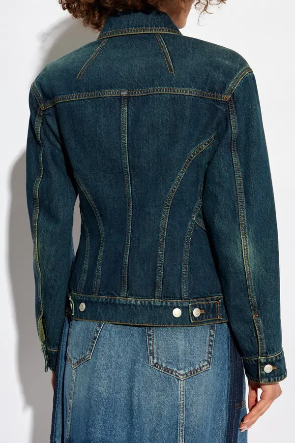 Alexander McQueen Long Sleeve Buttoned Denim Jacket - Blue