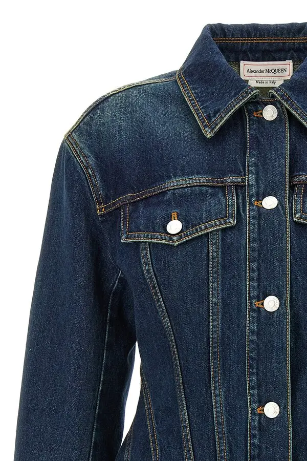 Alexander McQueen Long Sleeve Buttoned Denim Jacket
