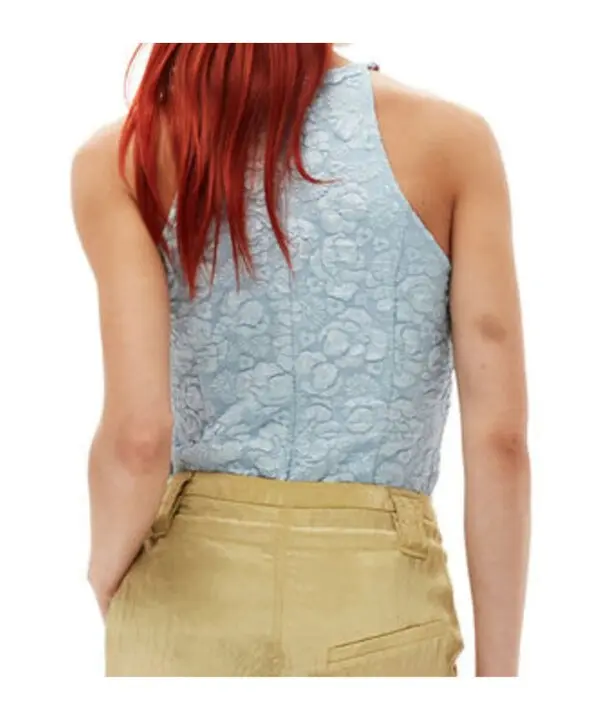 GANNI Jacquard Sleeveless Top With Beaded Details