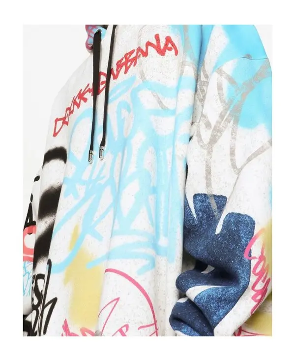 Dolce & Gabbana Graffiti Print Cotton Blend Hoodie