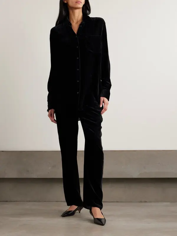 THE ROW Anker Straight Leg Velvet Trousers