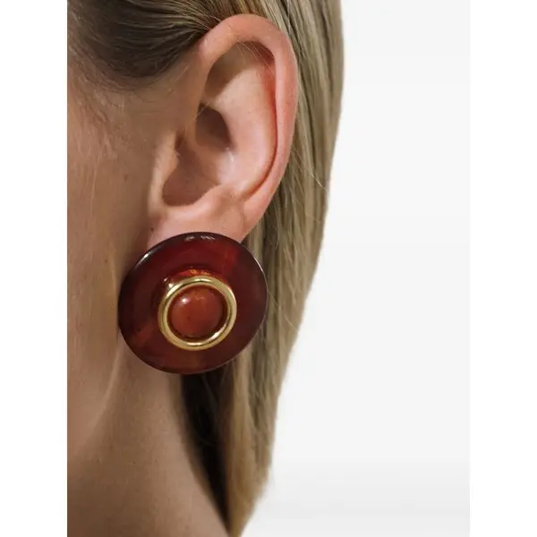 JENNIFER BEHR Devon Round Agate And Gold Earrings - Red
