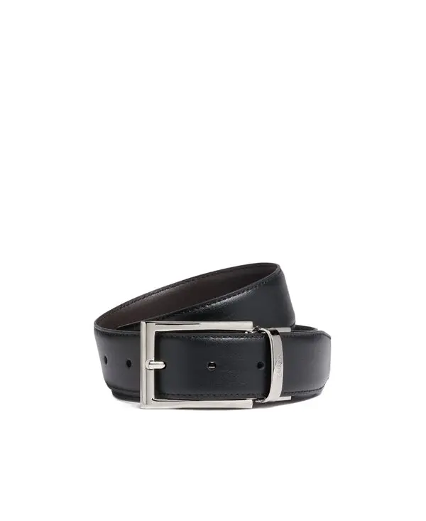 Zegna Logo Detailed Buckle Belt - Black