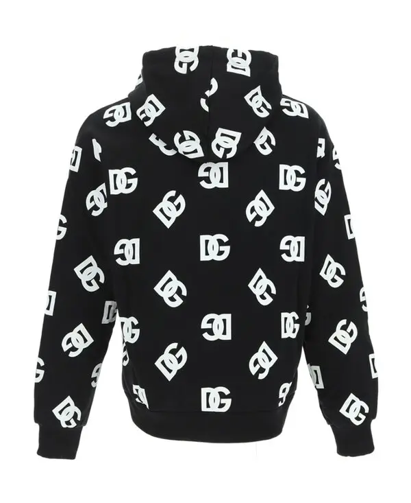Dolce & Gabbana All-over Logo Print Cotton Hoodie - Black