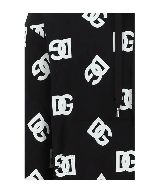 Dolce & Gabbana All-over Logo Print Cotton Hoodie - Black