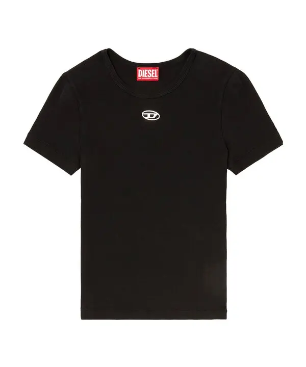 DIESEL® Ele Logo Ribbed T-shirt - Black