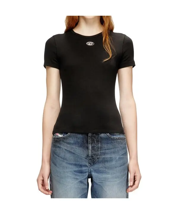 DIESEL® T-ele-long-od" Slim Fit Crewneck T-shirt - Black