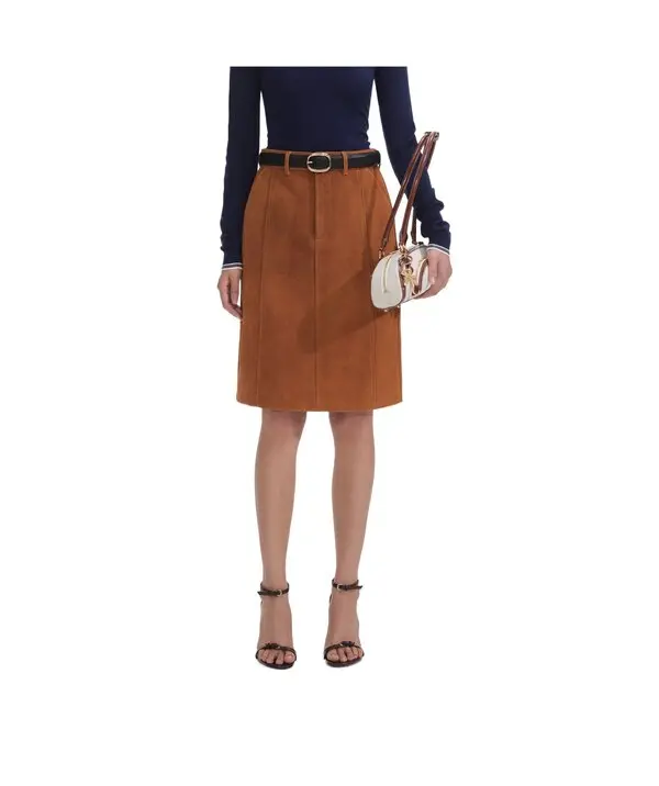 SELF-PORTRAIT Belted Suede Skirt