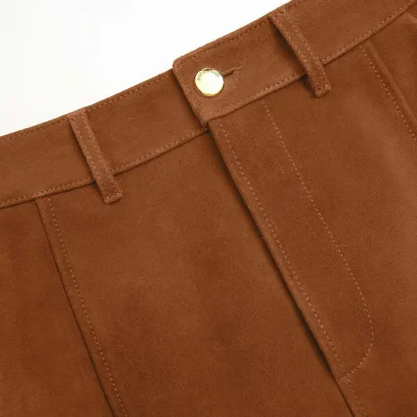 SELF-PORTRAIT Belted Suede Skirt