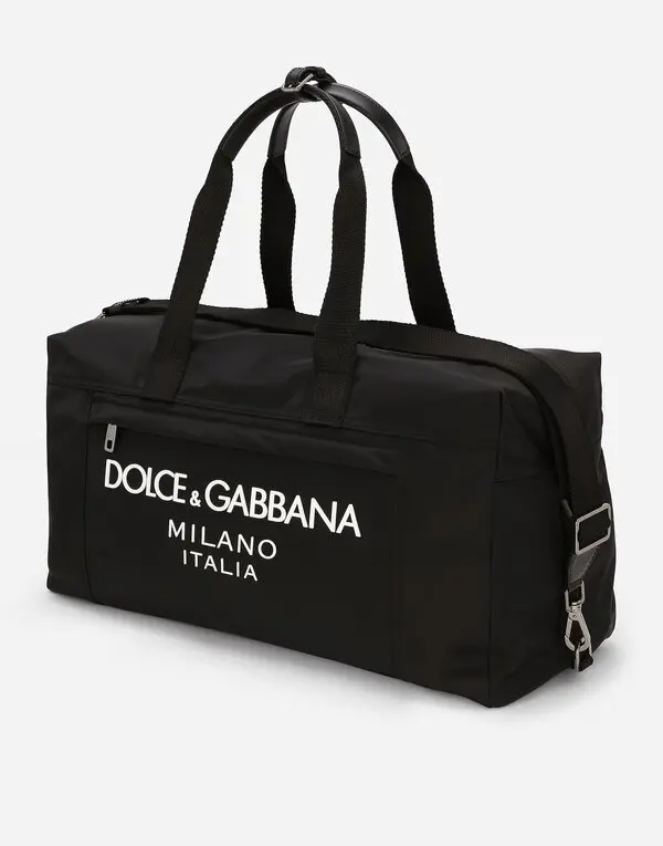 Dolce & Gabbana Logo Printed Zipped Holdall Bag - Black