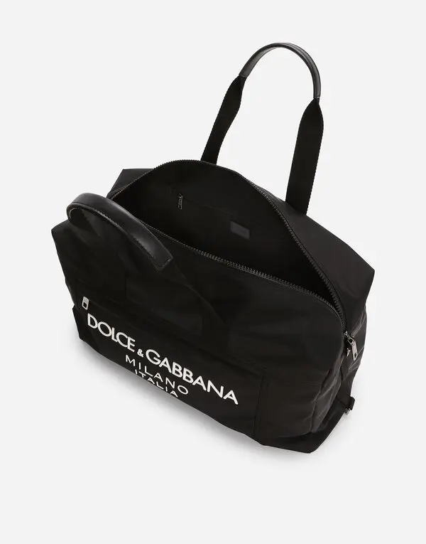 Dolce & Gabbana Logo Printed Zipped Holdall Bag - Black