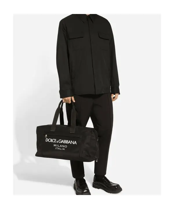 Dolce & Gabbana Logo Printed Zipped Holdall Bag - Black