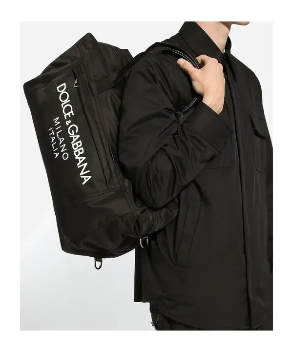 Dolce & Gabbana Logo Printed Zipped Holdall Bag - Black