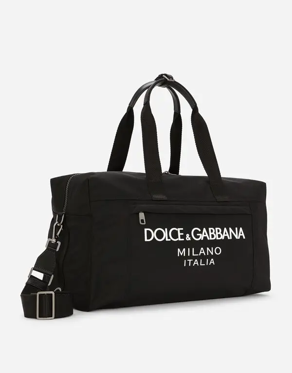 Dolce & Gabbana Logo Printed Zipped Holdall Bag - Black