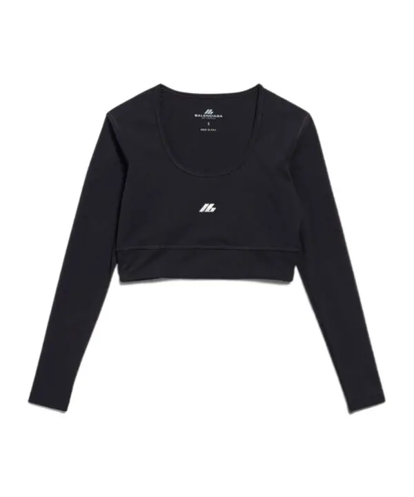 Balenciaga Activewear Long-sleeved Cropped Sports Bra - Black