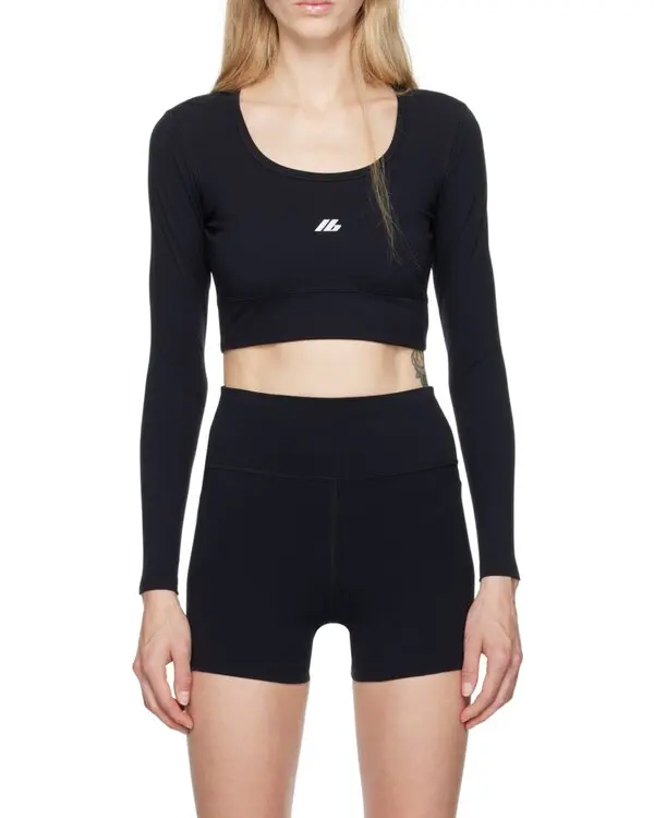 Balenciaga Activewear Long-sleeved Cropped Sports Bra - Black