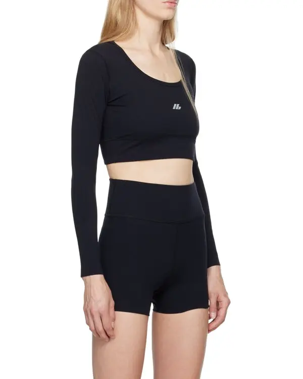 Balenciaga Activewear Long-sleeved Cropped Sports Bra - Black