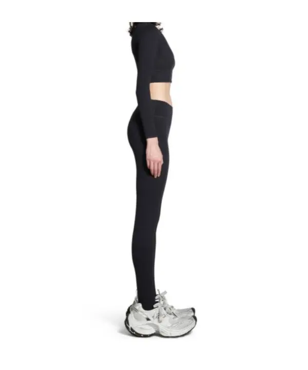 Balenciaga Activewear Long-sleeved Cropped Sports Bra - Black