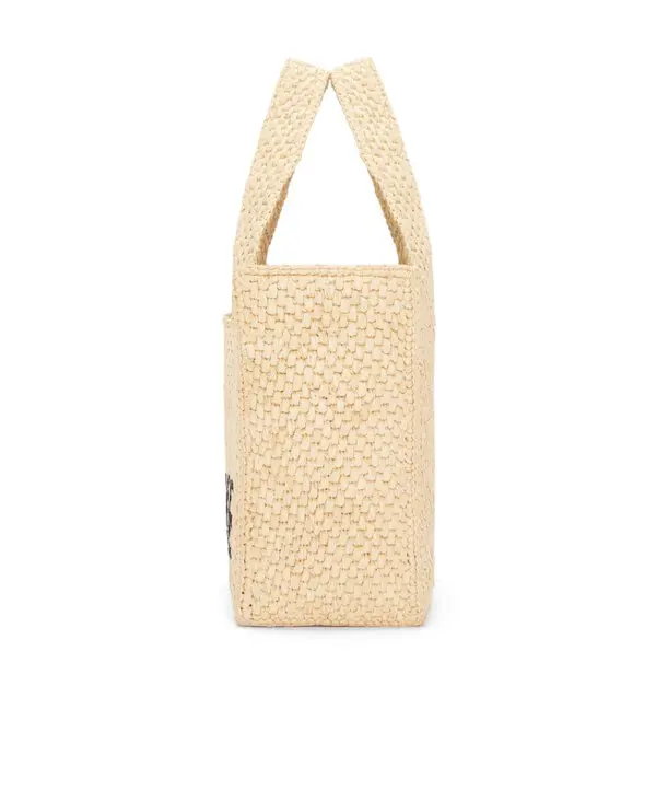Loewe Logo Embroidered Woven Small Tote Bag - Nude
