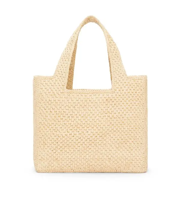 Loewe Logo Embroidered Woven Small Tote Bag - Nude