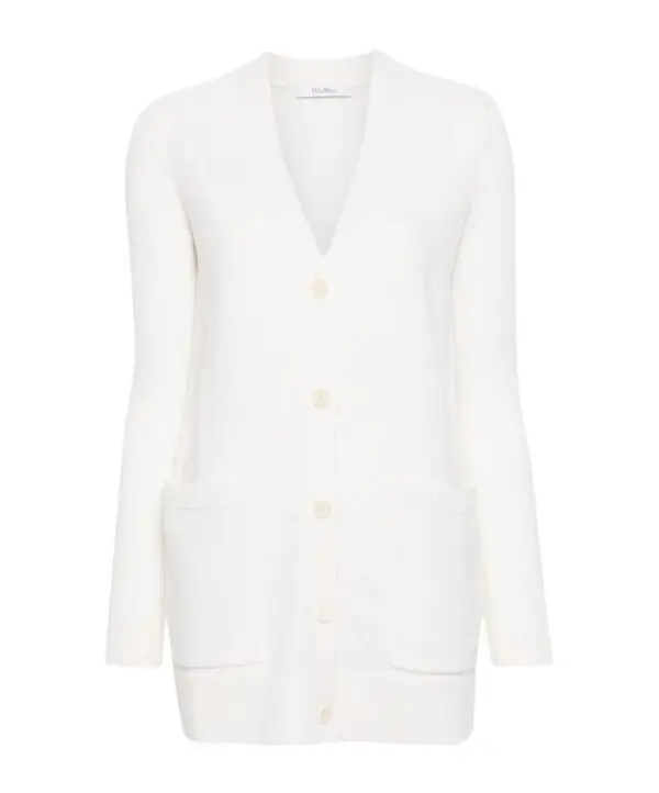 Max Mara V-neck Long-sleeved Cardigan With Embroidered Back Detail - No