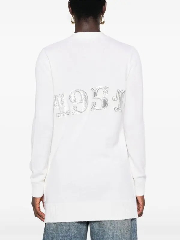 Max Mara V-neck Long-sleeved Cardigan With Embroidered Back Detail - No