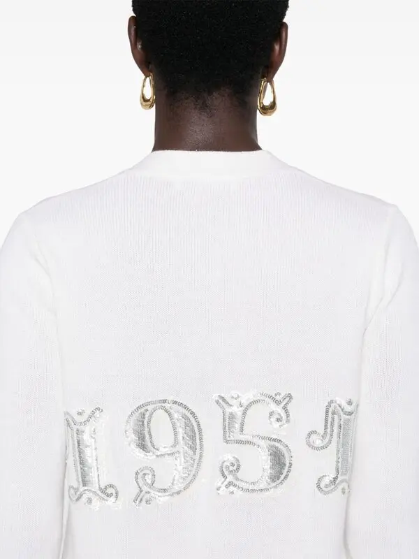 Max Mara V-neck Long-sleeved Cardigan With Embroidered Back Detail - No