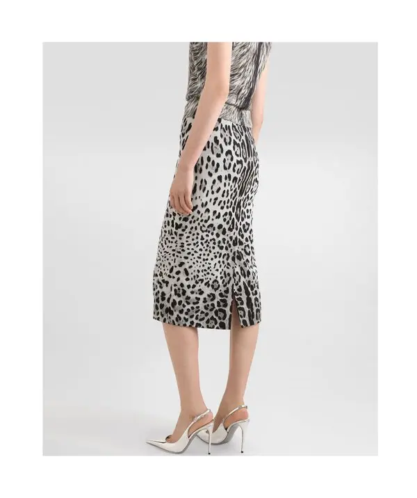 Dolce & Gabbana Leopard Print Charmeuse Midi Pencil Skirt