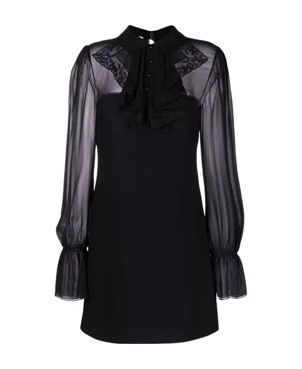 Miu Miu Cady Minidress With Long Sleeves