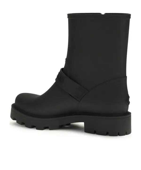 JIMMY CHOO Biker Rain Round Toe Buckled Boots