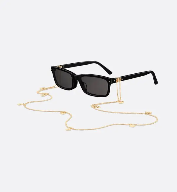 Dior Rectangular Sunglasses With Gold-finish Cd Hinge And Charms - Black