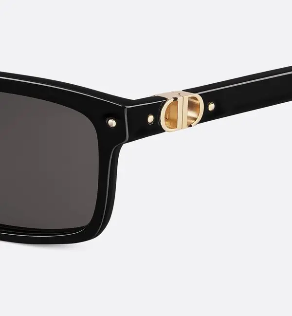 Dior Rectangular Sunglasses With Gold-finish Cd Hinge And Charms - Black