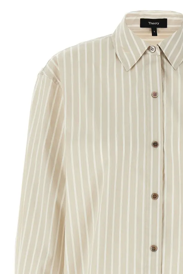 Theory Striped Stretch Cotton Blend Shirt