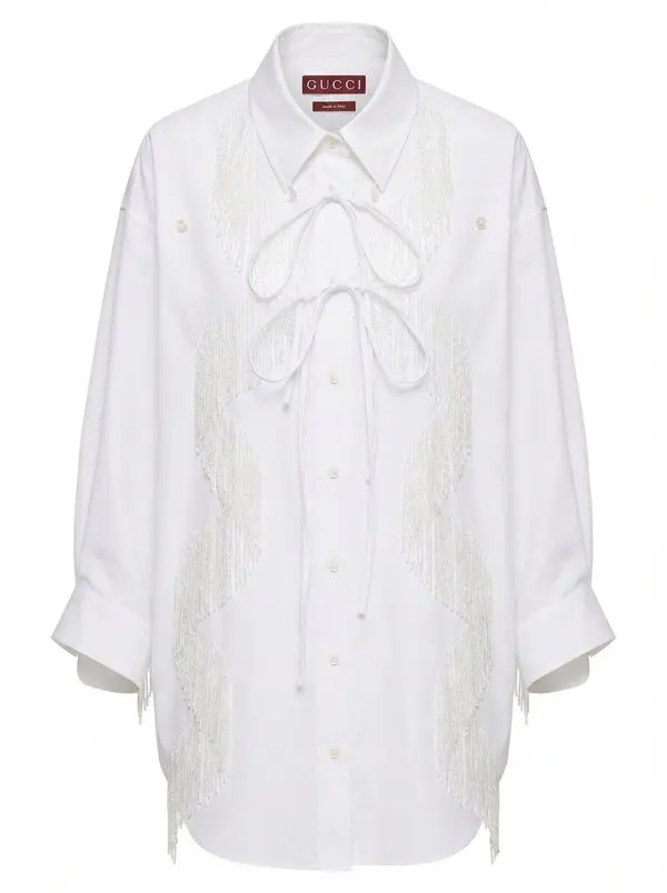 Gucci Embellished Fringe Button-up Shirt - White