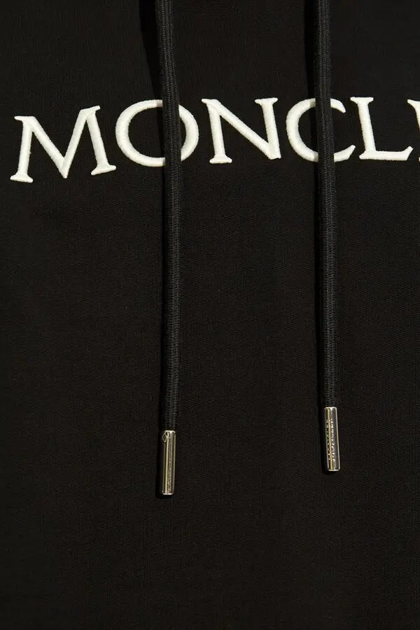 Moncler Logo Embroidered Drawstring Hoodie - Black