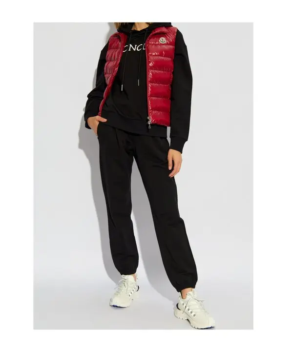 Moncler Logo Embroidered Drawstring Hoodie - Black