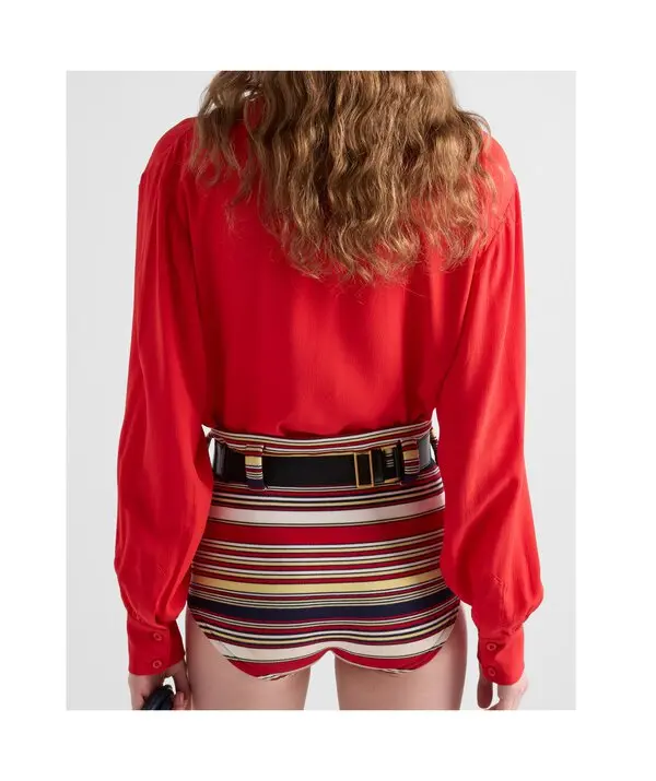 Prada Scarf Detailed Long-sleeved Blouse