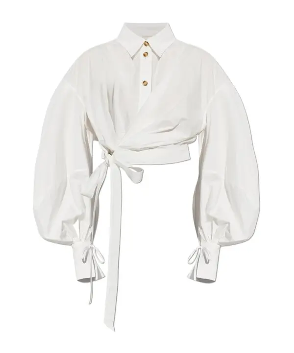 Zimmermann Rebellion Poplin Wrap Blouse - Ivory