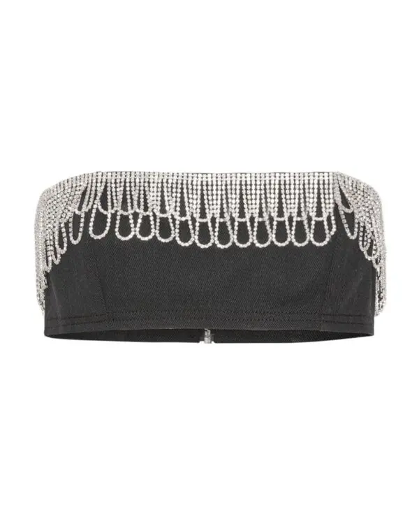 ROTATE BY BIRGER CHRISTENSEN Embellished Off-shoulder Bandeau Top - Black