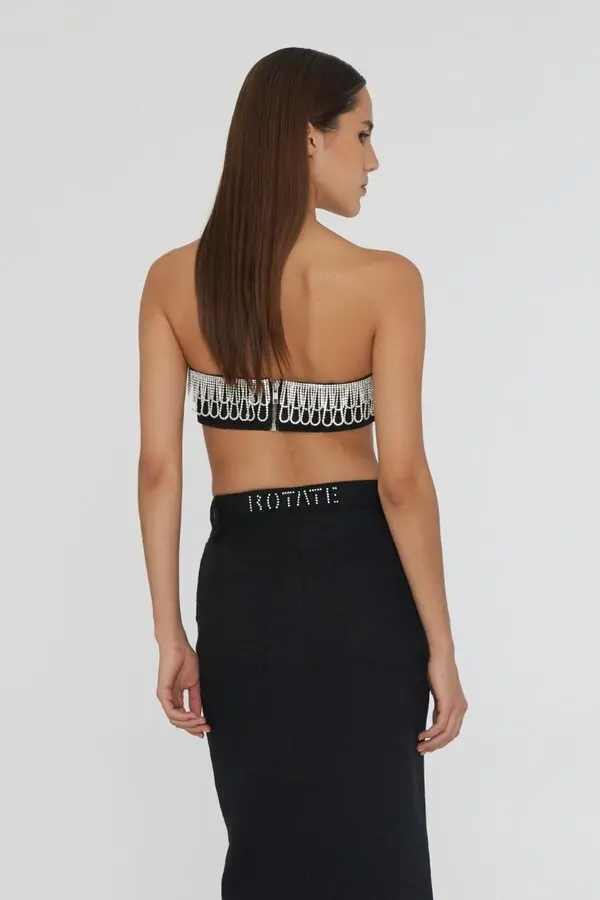 ROTATE BY BIRGER CHRISTENSEN Embellished Off-shoulder Bandeau Top