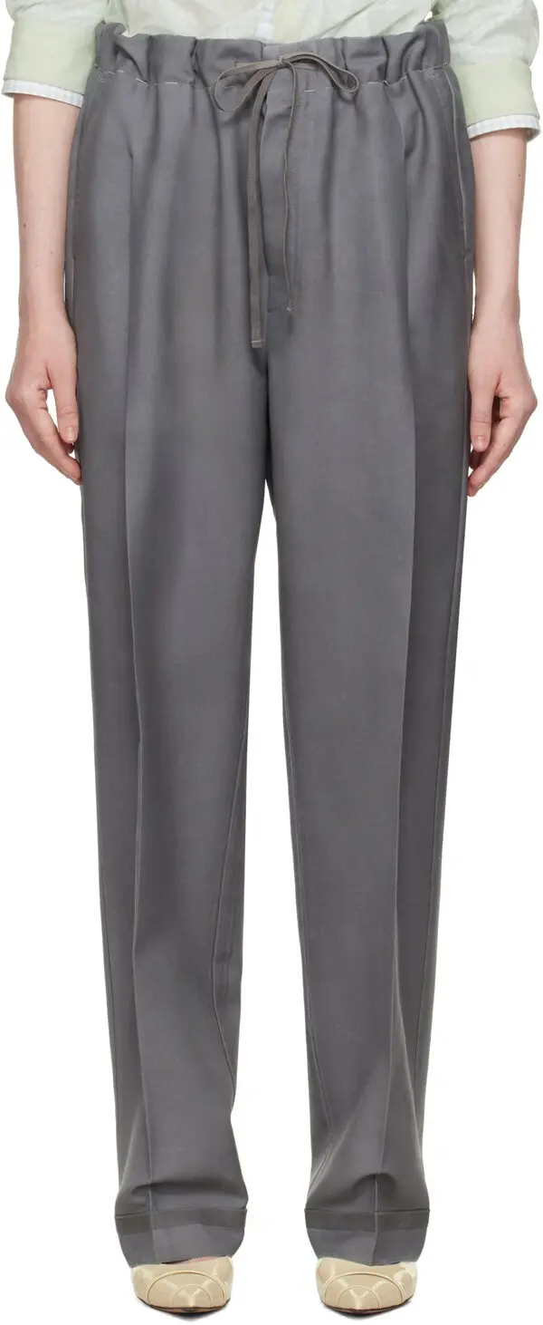 MAISON MARGIELA Wide-leg Trousers With Drawstring Waist - Grey