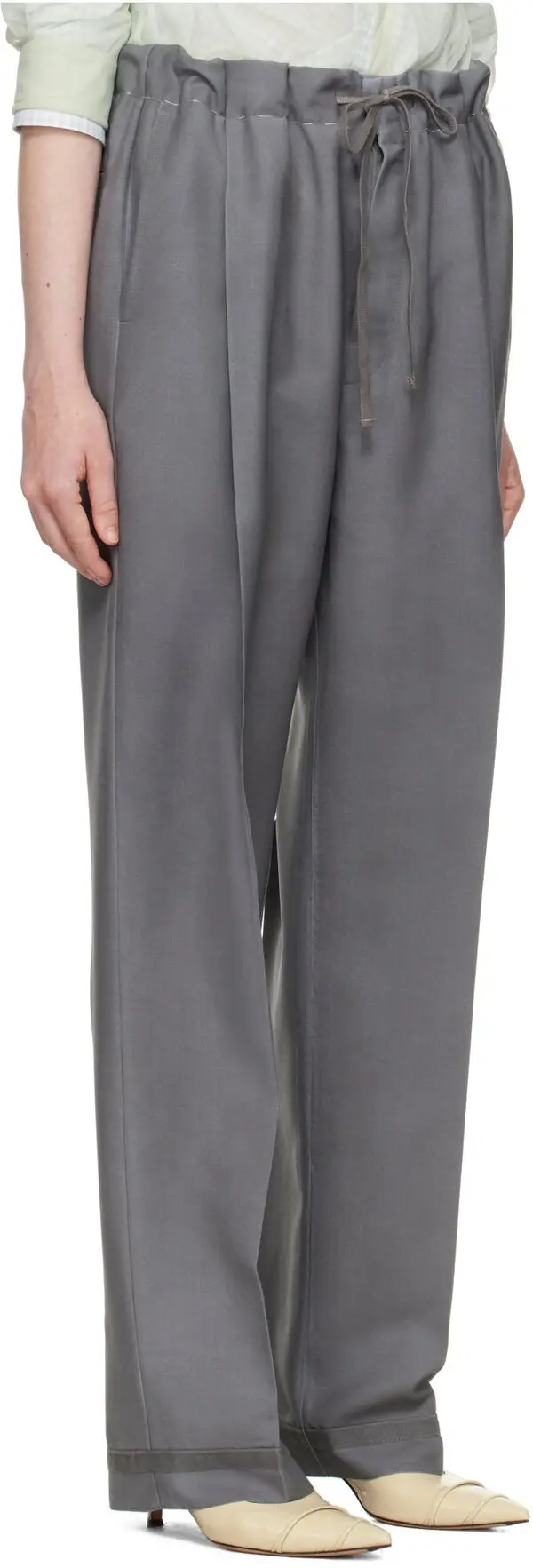 MAISON MARGIELA Wide-leg Trousers With Drawstring Waist - Grey