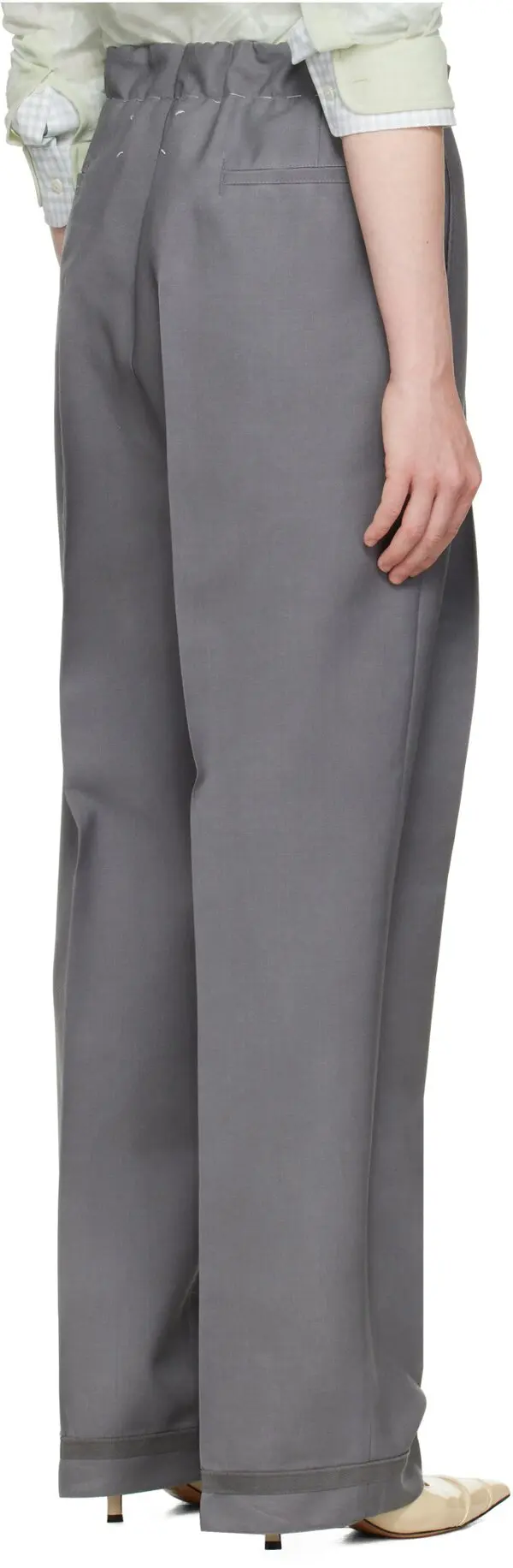 MAISON MARGIELA Wide-leg Trousers With Drawstring Waist - Grey