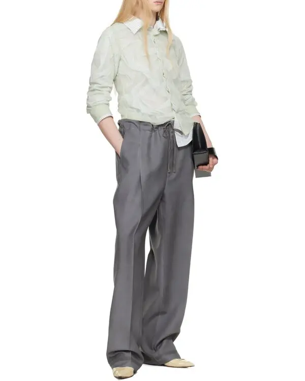 MAISON MARGIELA Wide-leg Trousers With Drawstring Waist - Grey